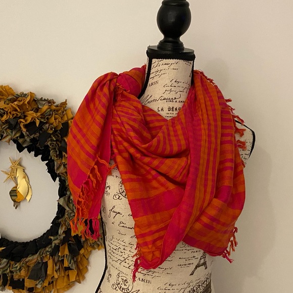 Accessories | Orange And Fuchsia Square Scarf 41x41 | Poshmark